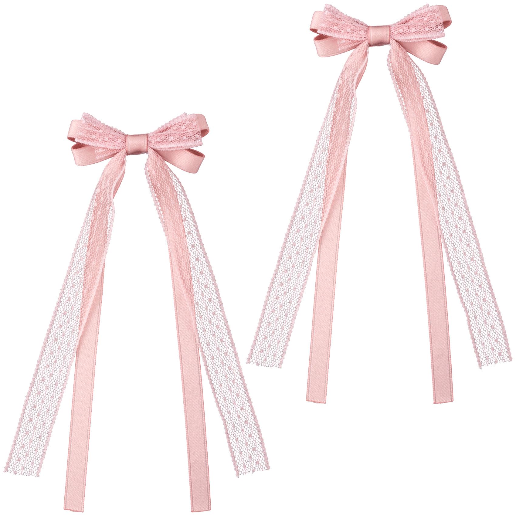 Amazon.com : CustomyLife 2Pcs Pink Lace Hair Bows Cute Coquette Bow ...