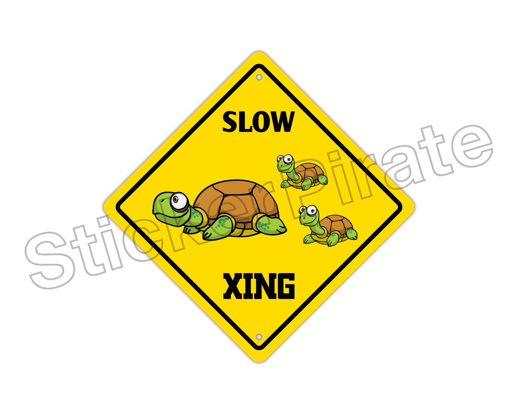 Amazon.com: StickerPirate Slow Turtle Crossing Funny Metal Novelty Sign ...
