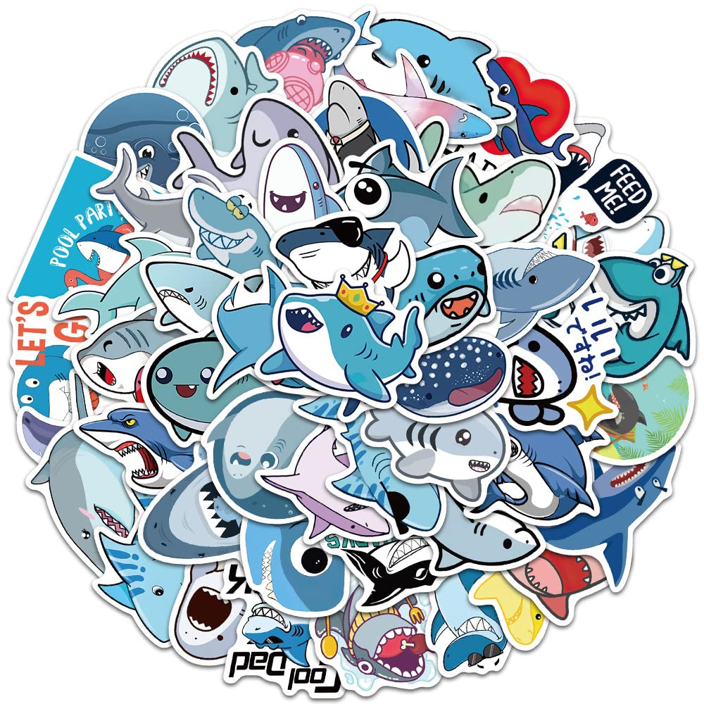 Amazon.com: Shark Stickers for Kids Boys, 50Pcs Ocean Animal Waterproof ...