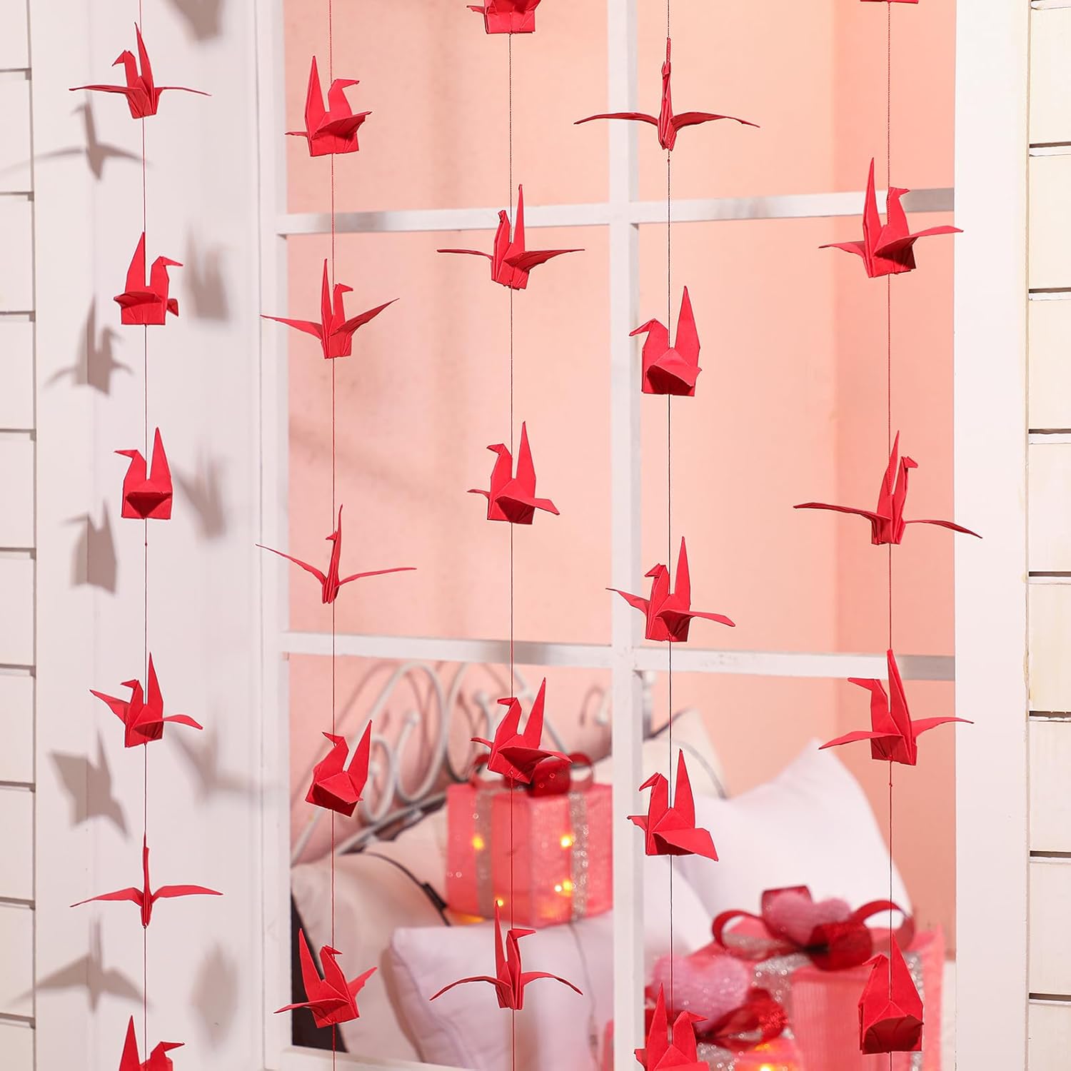 Amazon.com: 10 Pcs Paper Crane Hanging Garlands Premade Origami Cranes ...