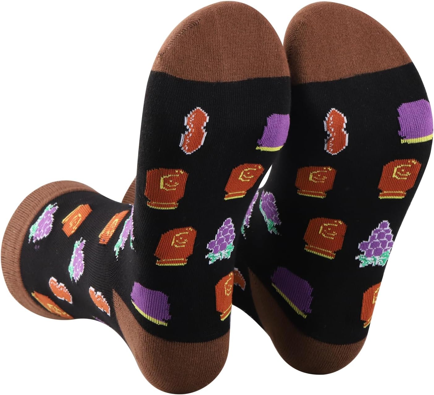 Amazon.com: 2 Pairs Peanut Butter Grape Jam Lover Socks Snack Breakfast ...
