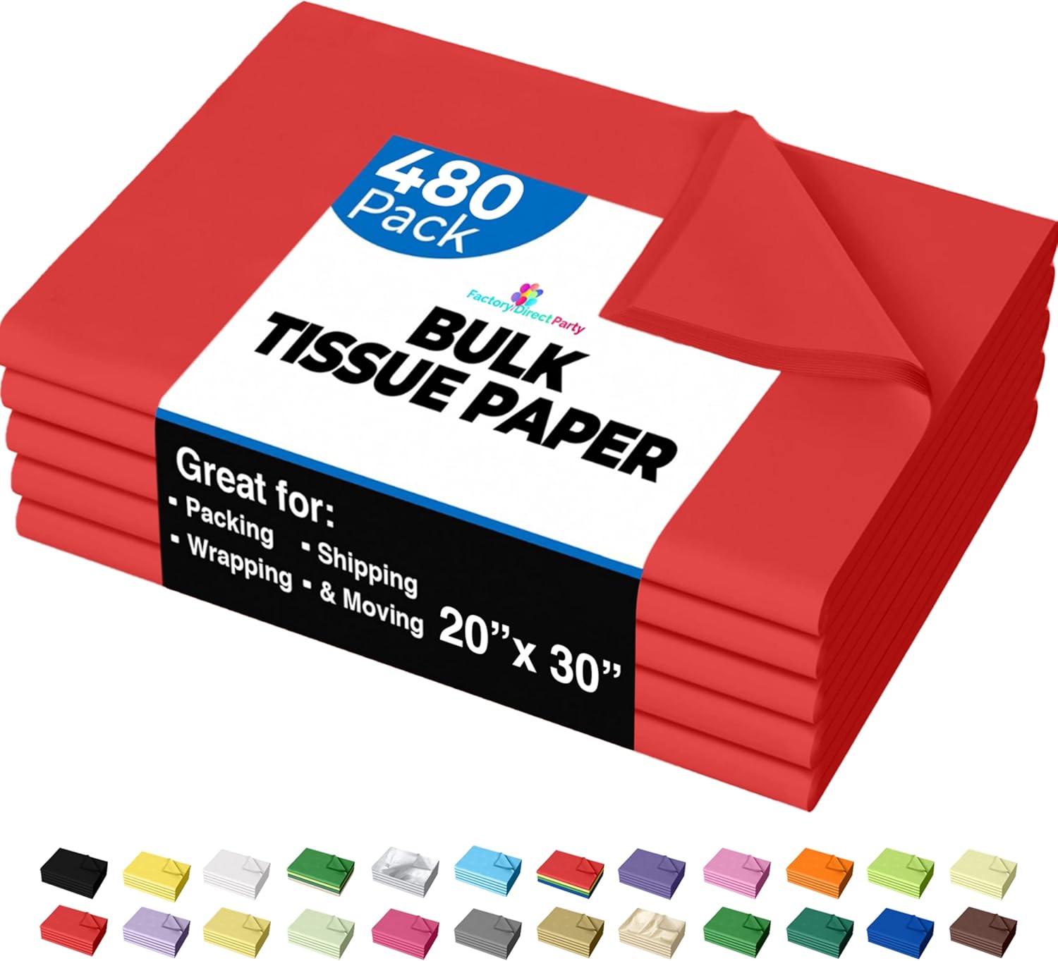 Amazon.com: Party Solids Red Tissue Paper for Gift Bags - 20" X 30 ...