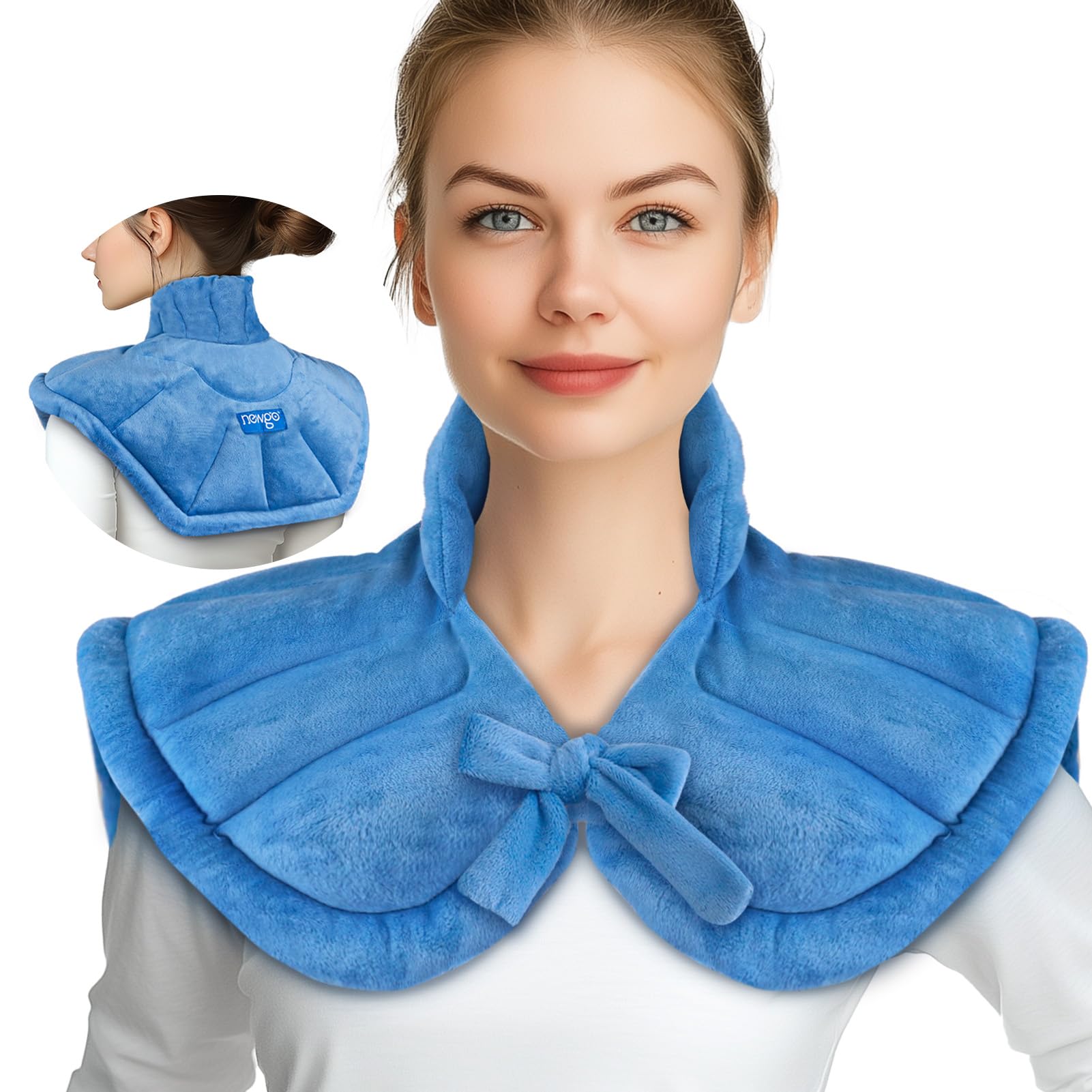 NEWGO Microwavable Heated Neck Wrap, Large Weighted Microwave Heating ...