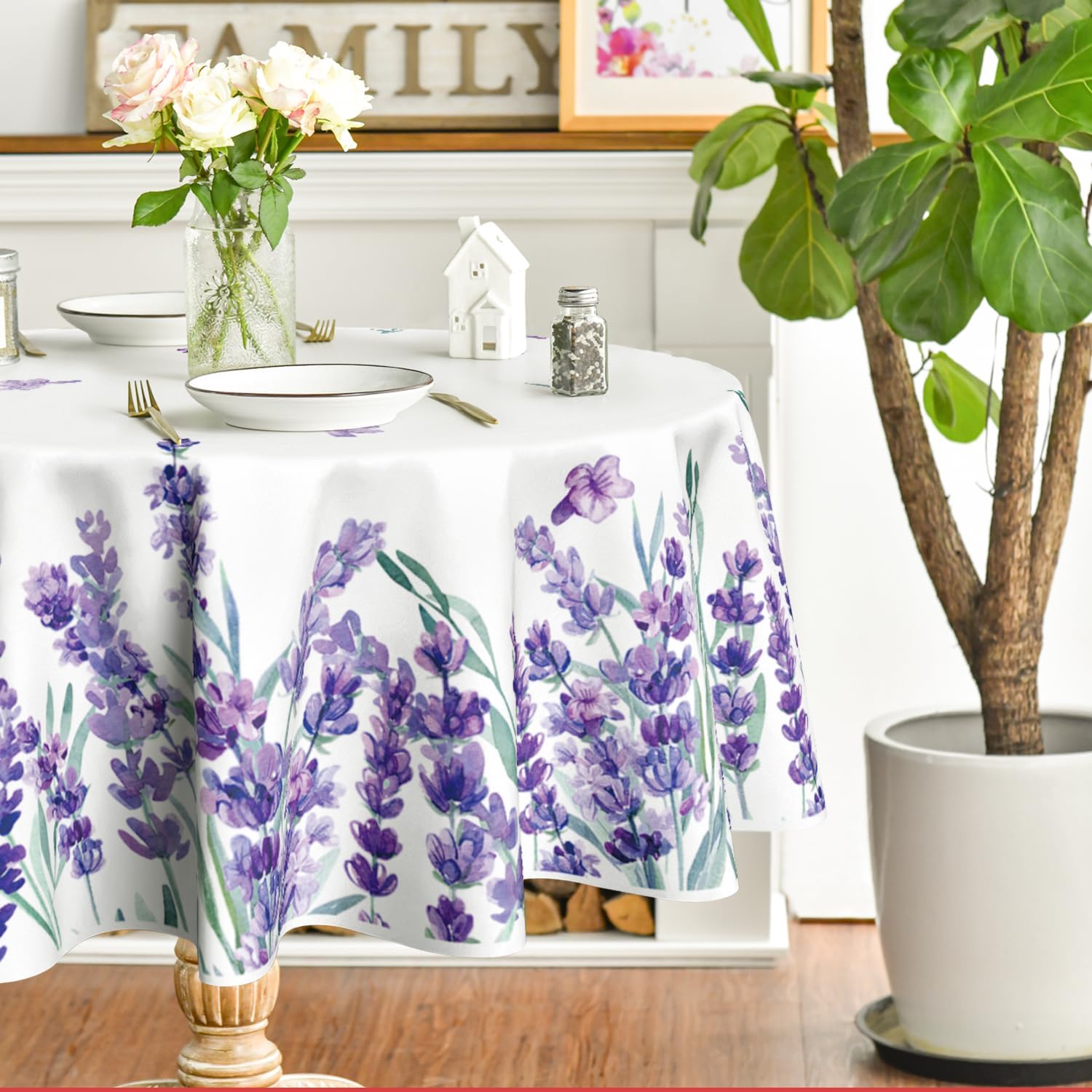 Amazon.com: Lilac Fields Heavy 4 Gauge Vinyl Flannel Backed Tablecloth ...