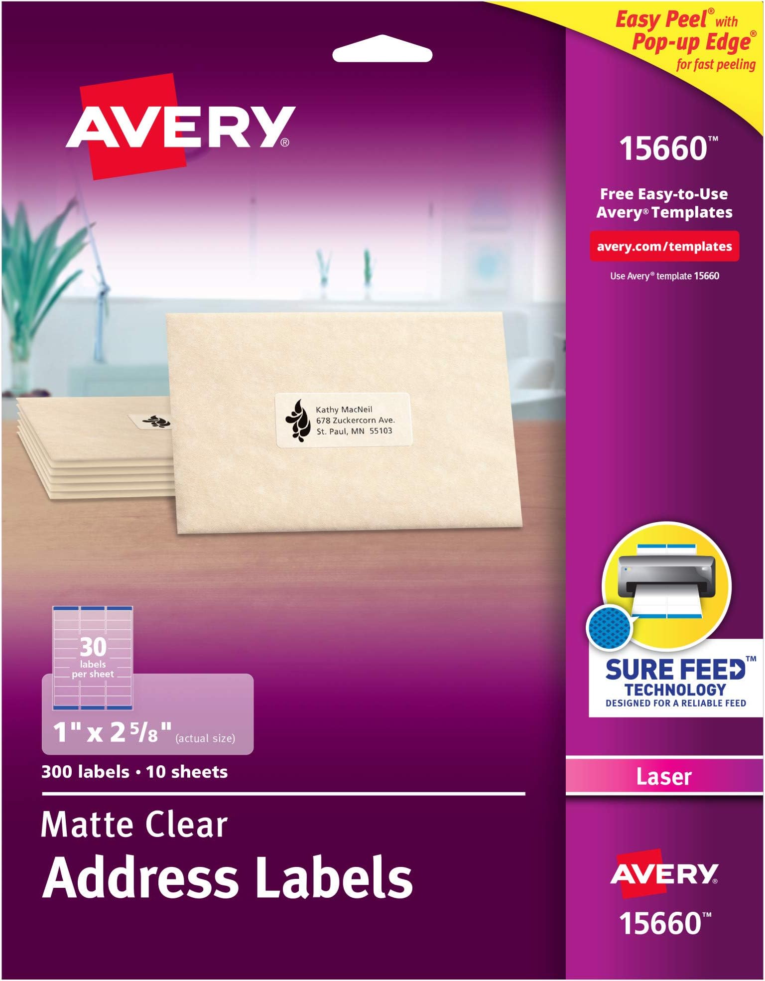 Amazon.com : Avery 5960 Laser Labels, Mailing, 1-Inch x2-5/8-Inch, 7500 ...