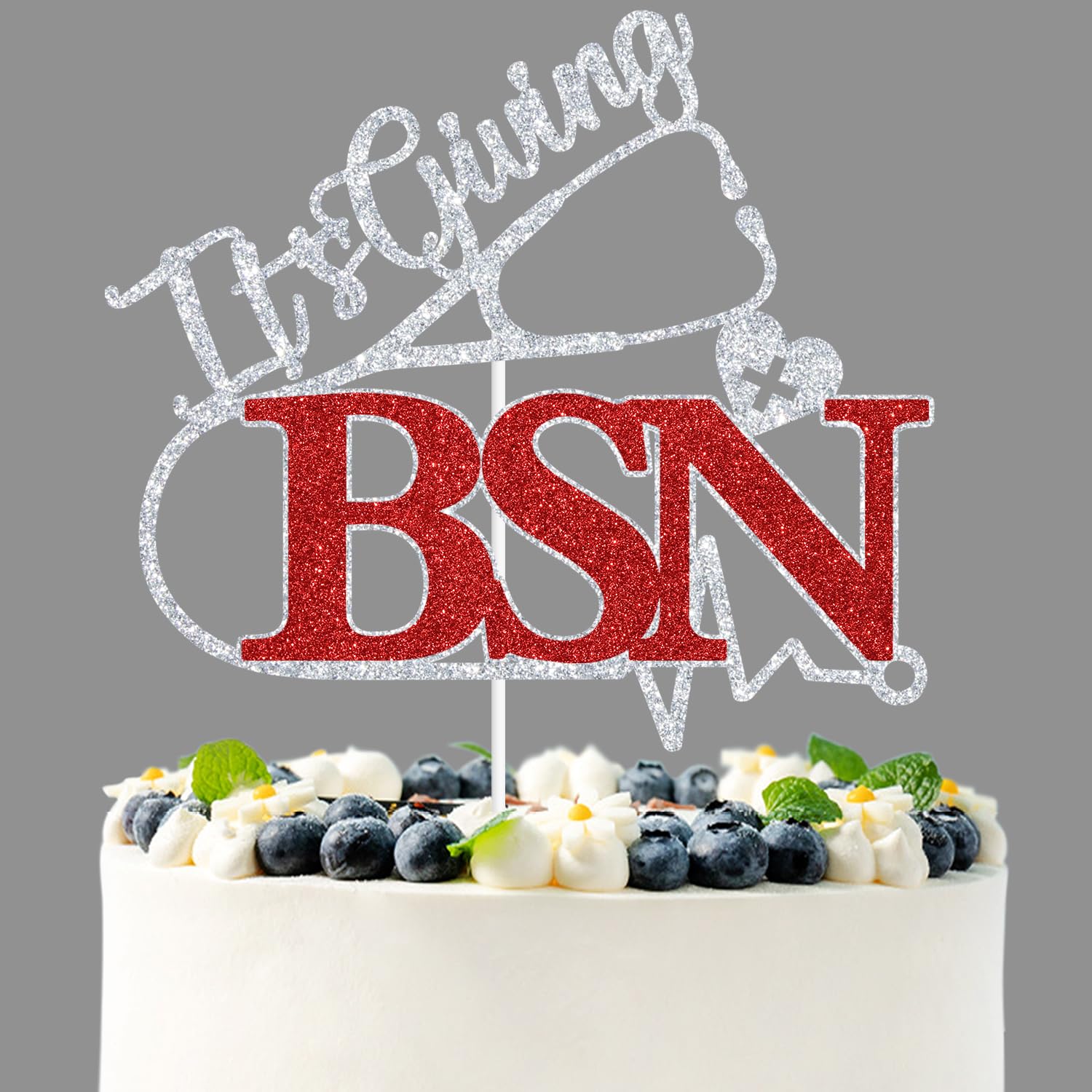Amazon.com: Red Glitter It's Giving BSN Cake Topper, BSN Class of 2024 ...