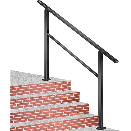 CHR 5 Steps Outdoor Handrails for Outdoor Steps, Black Wrought Iron ...