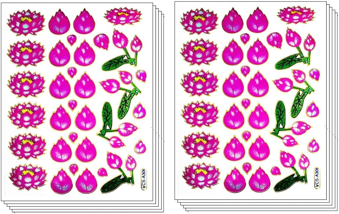 Amazon.com: Umama Stickers 10 Sheets Lotus Flower Pink Vinyl Sticker ...