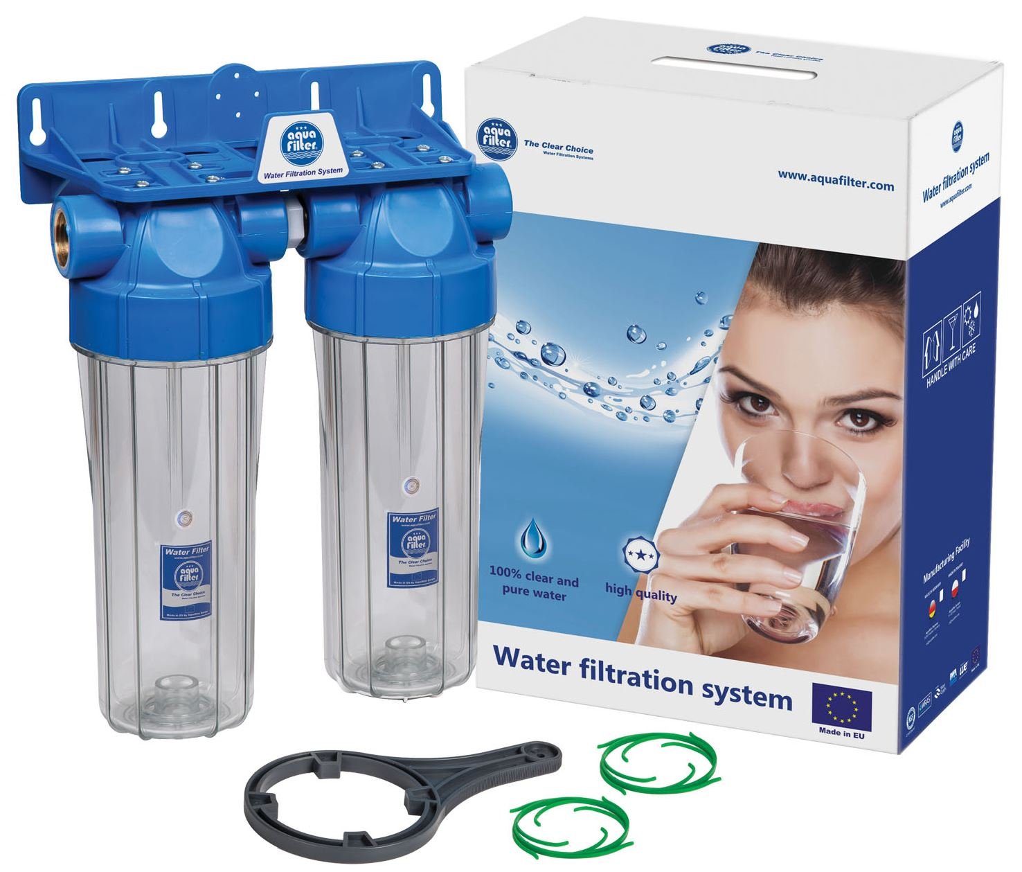 Double 10" Filter Housing Set Two Stage Water Filtration System 1/2 ...