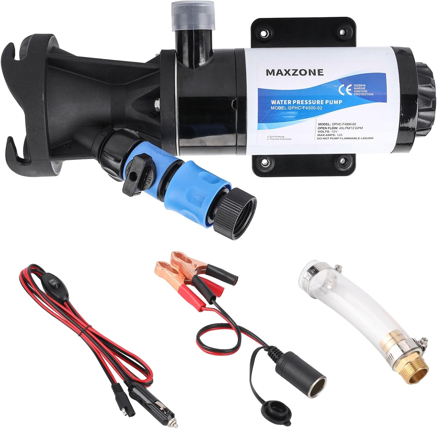 12V RV Portable Macerator Pump, 12GMP RV Waste Pump with Garden Hose ...