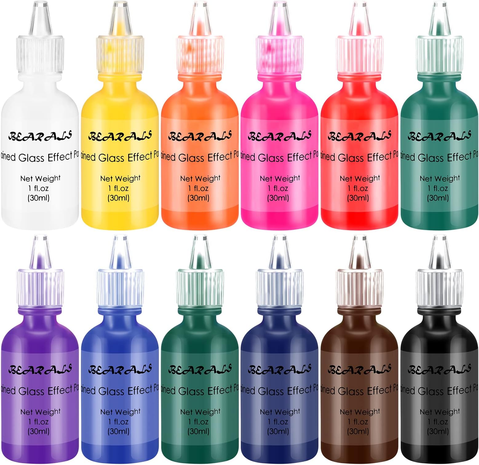 Amazon.com: Colorful Stain Glass Paint Kit with 12 Colors, 3 Nylon ...