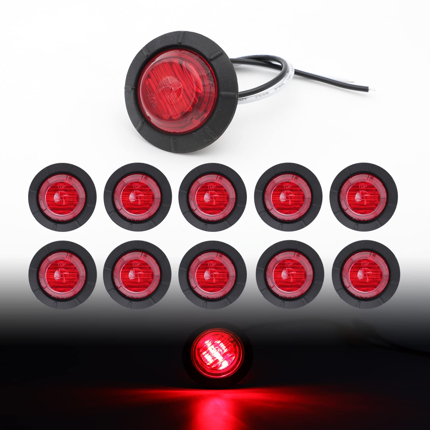 Snapklik.com : TMH 1-1/4 Inch Round 6 LED Bullet Red Light Side Marker ...