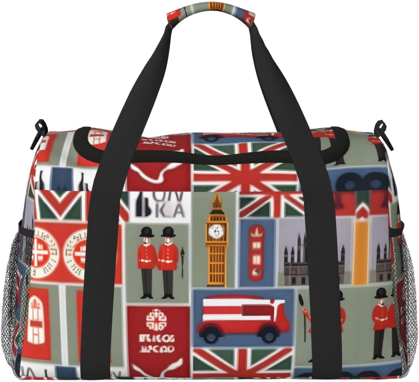 England Symbols Print Hand Carry Bag Foldable Carry On Stylish Tote for ...
