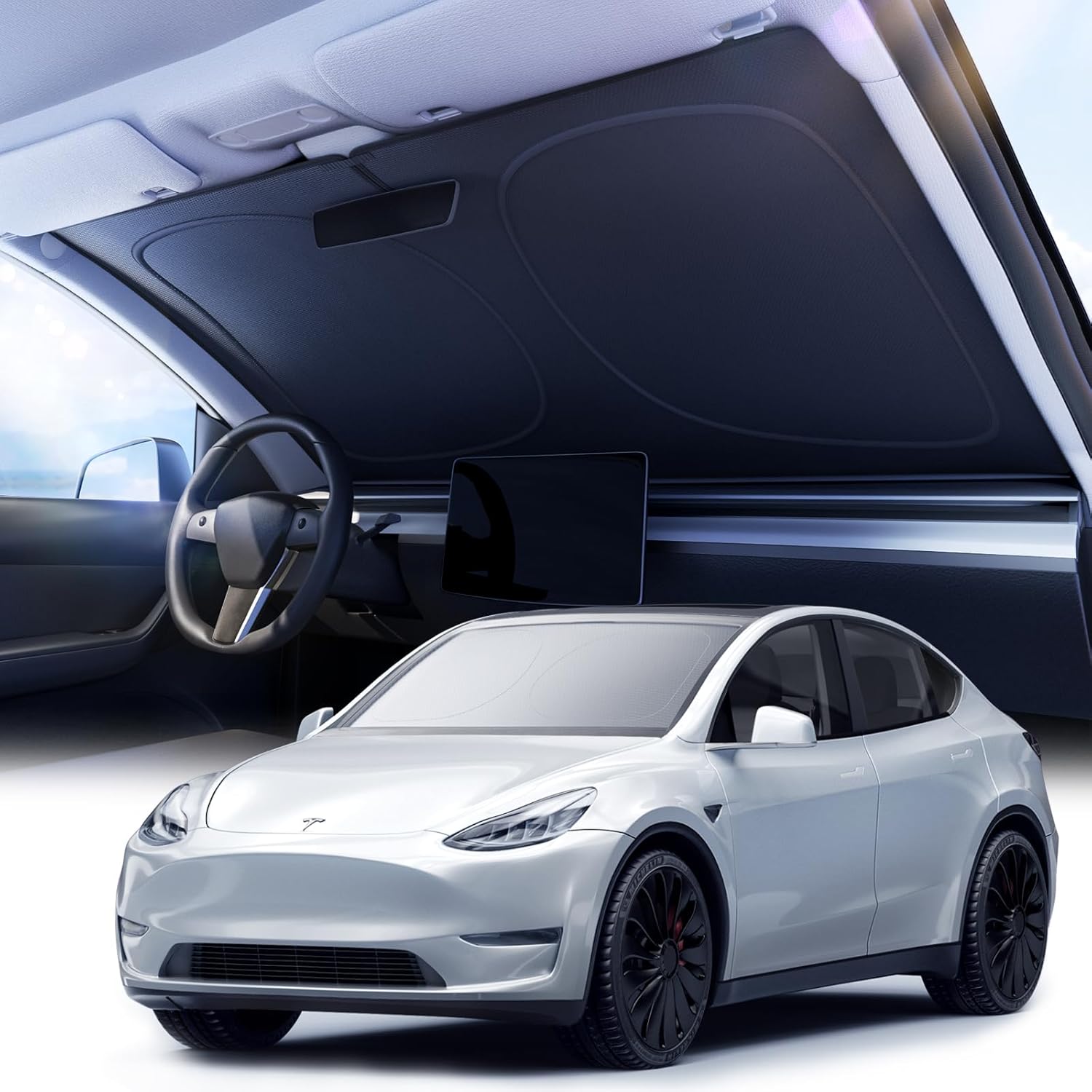 Amazon.com: [2025 Upgraded] Nmoiss Car Windshield Sun Shade [Dot Matrix ...