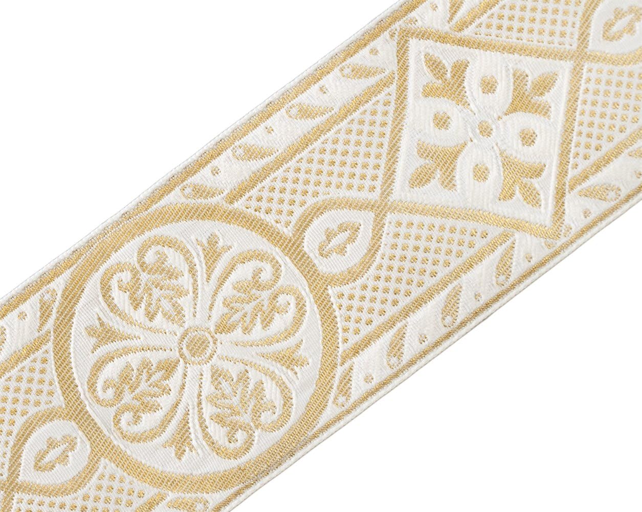Amazon.com: White & Metallic Gold Medieval, Jacquard Trim for Chasuble ...