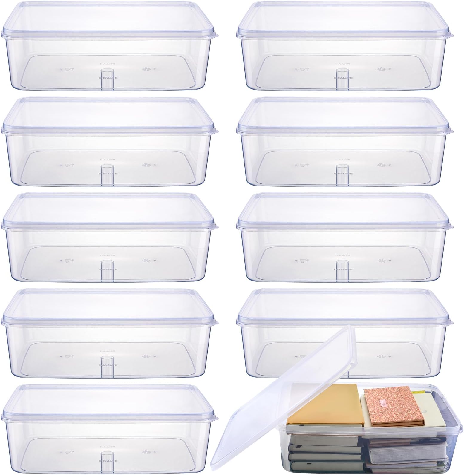 Amazon.com: Suzile 10 Pcs Plastic Tub with Lids 14.17 x 9.45 x 4.33 ...