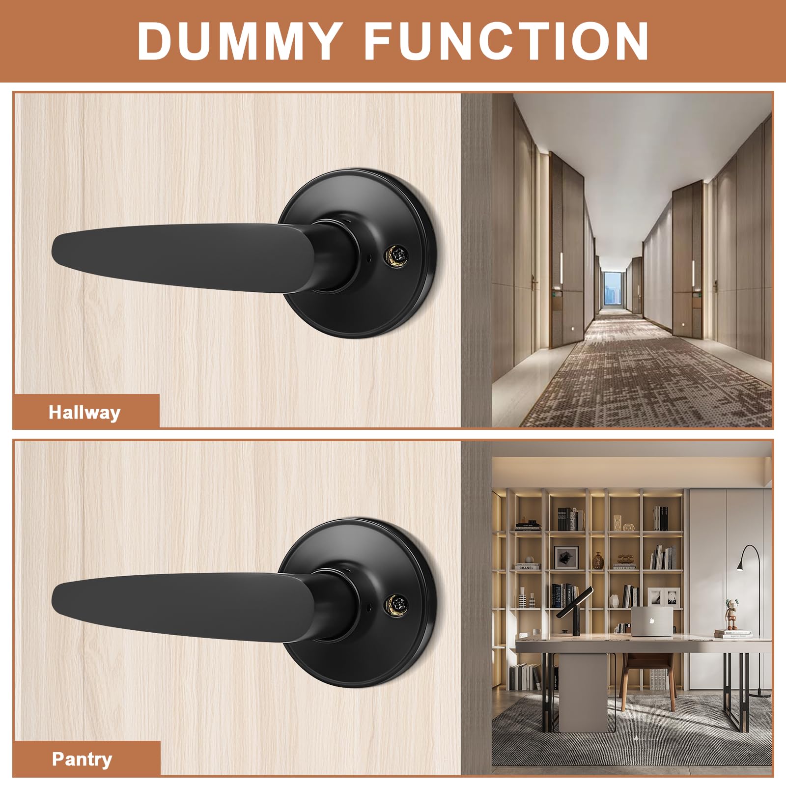 Snapklik.com : Probrico 4 Pack Dummy Lever Black Door Handle Lever Sets