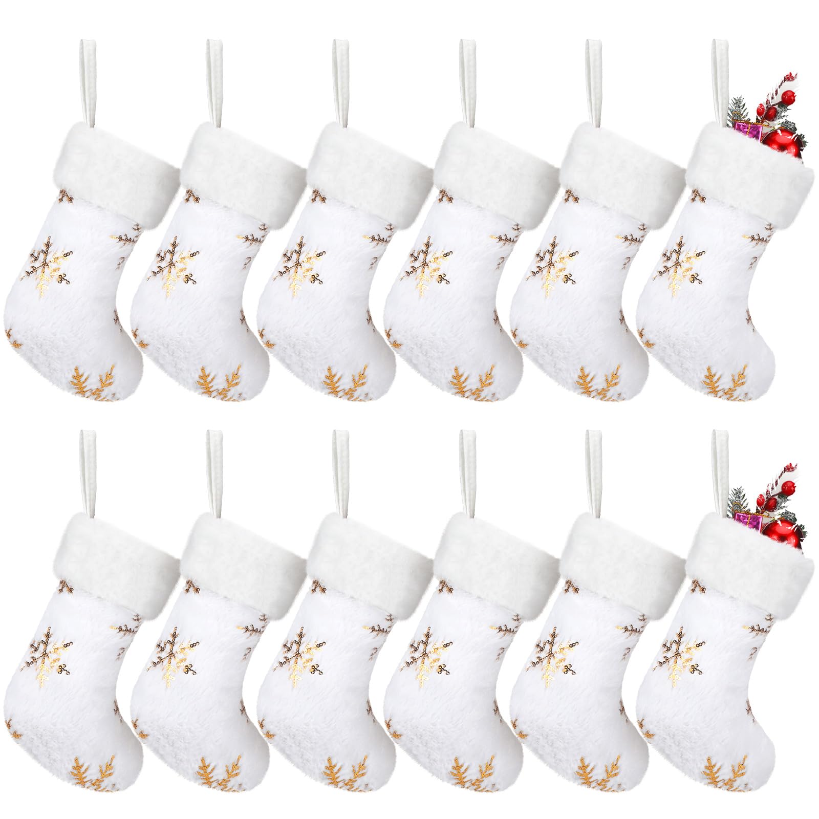 Amazon.com: Glimin 12 Pcs 9 Inch Mini Christmas Faux Fur Stockings Bulk ...