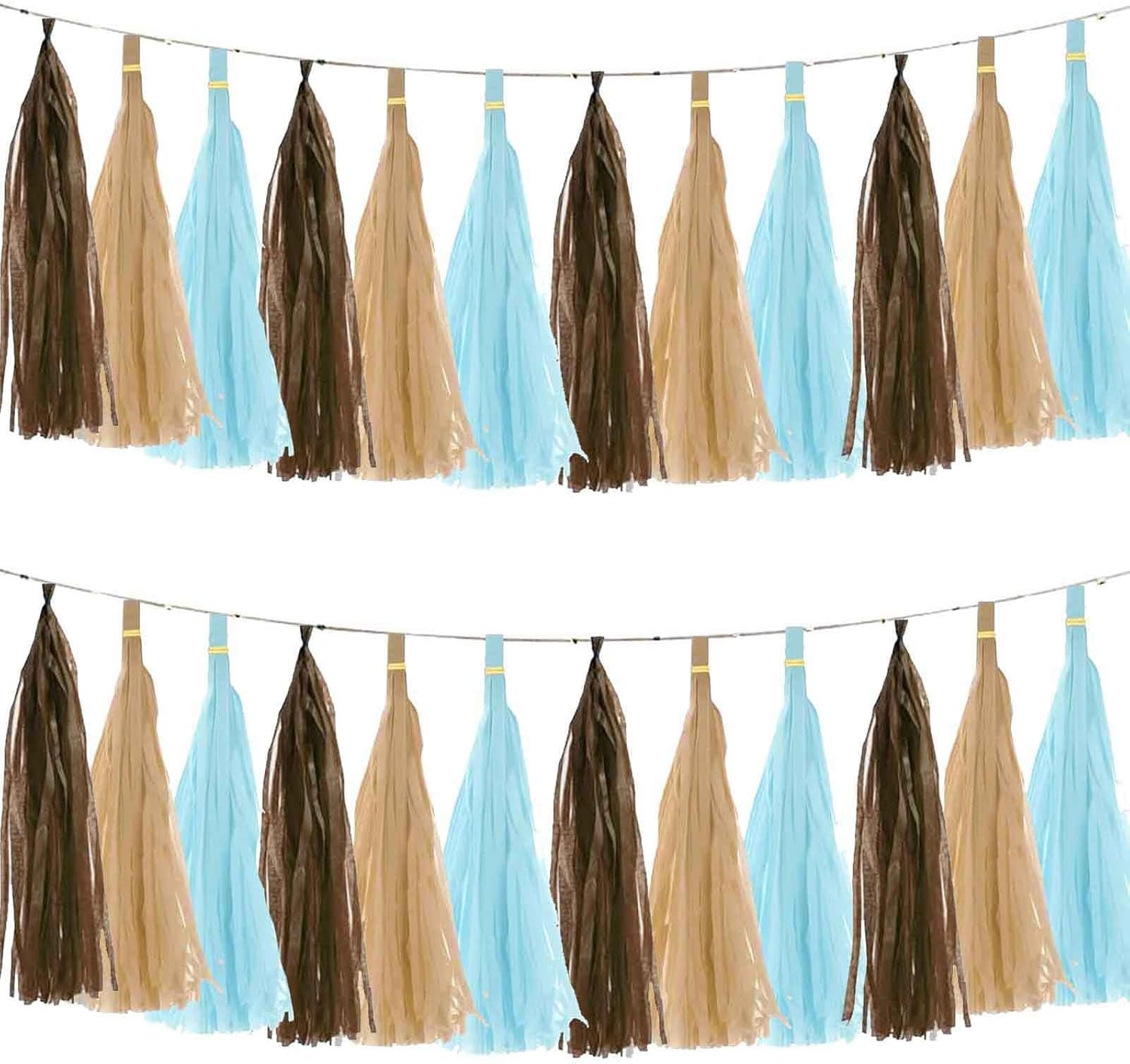 Amazon.com: We Moment Brown Coffee Blue Tissue Paper Tassels Party ...