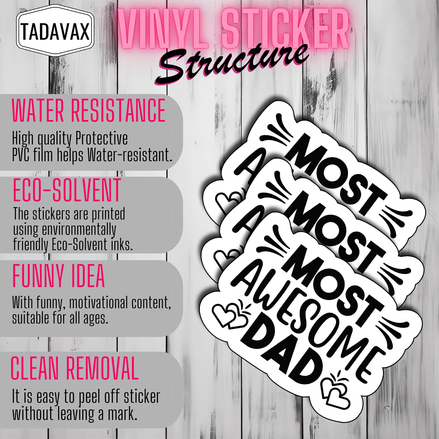 Snapklik.com : (3Pcs) Most Awesome Dad Stickers Grandpa Father Day ...