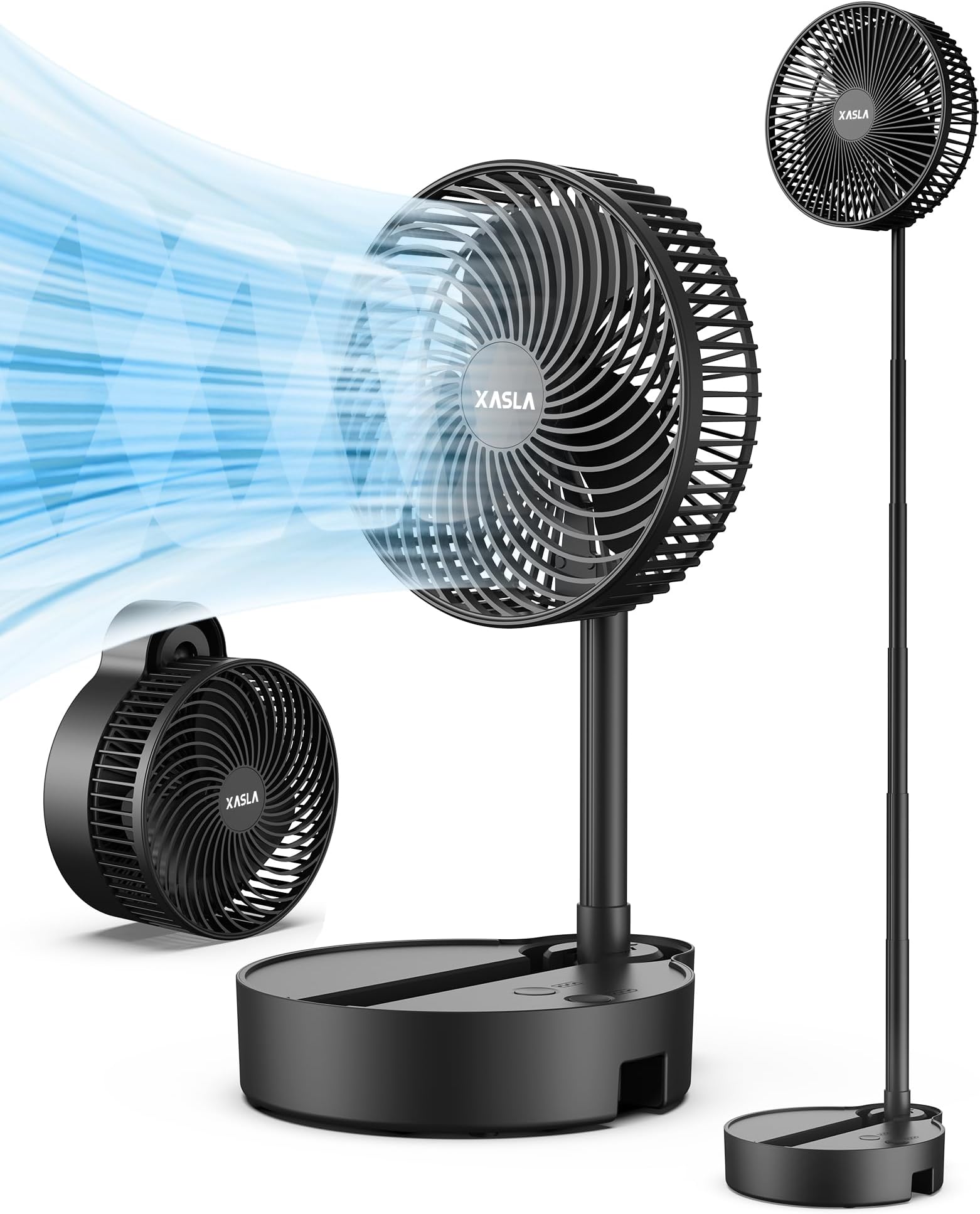 Amazon.com: RealSmart Portable Folding Fan, Rechargeable USB Floor ...