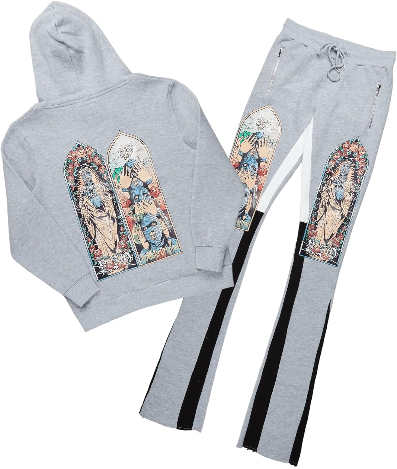ROCKSTAR ORIGINAL Men's Ewan Heather Grey Super Stacked Flare Track Set ...