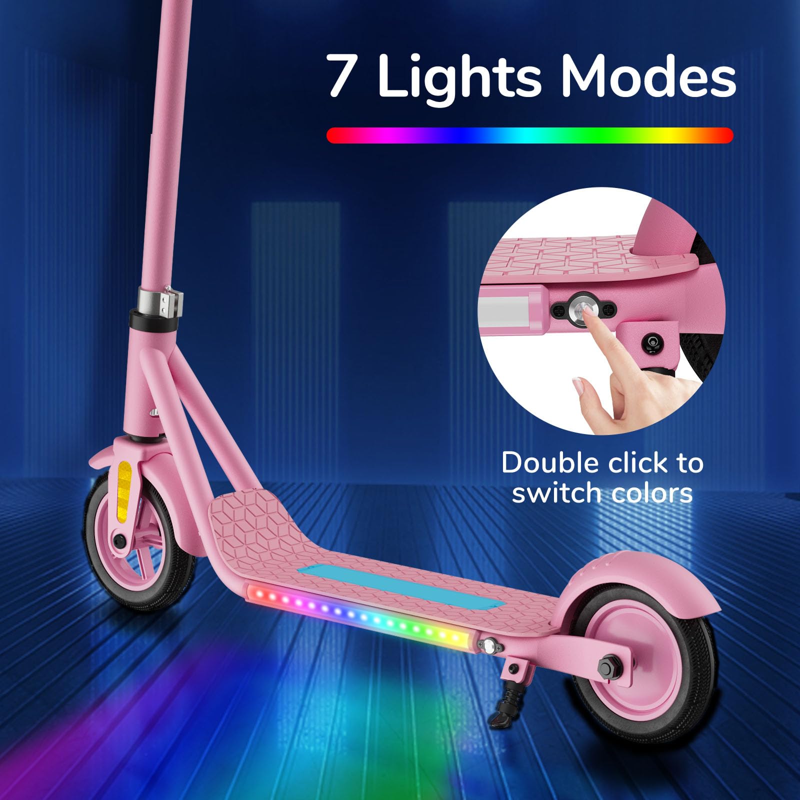 Scoothop Kids Electric Scooter,Colorful Rainbow Lights Electric Scooter ...