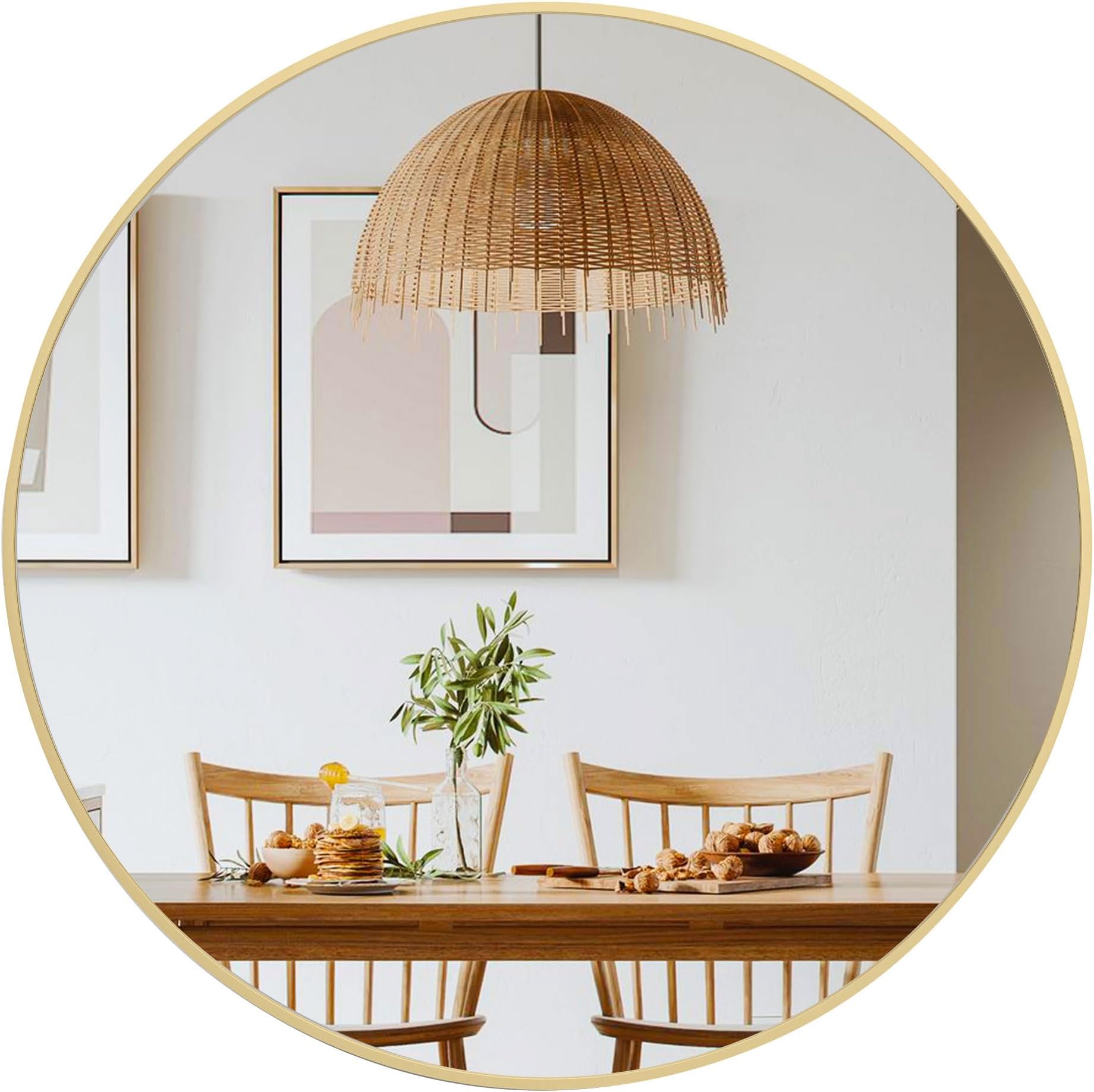 Amazon.com: 42 Inch Large Round Mirror Oversized Modern Brushed Metal ...