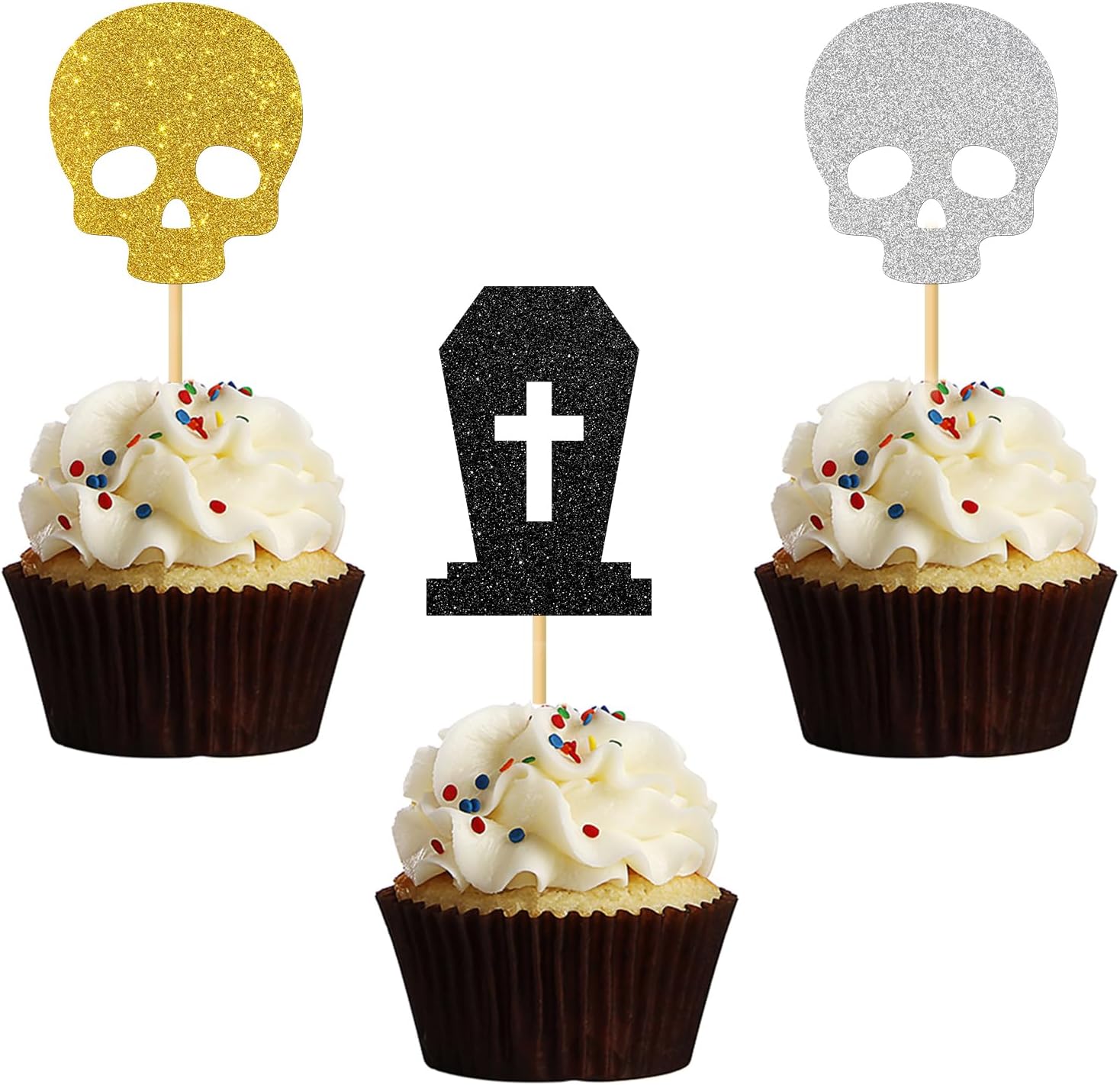 Amazon.com: MonMon & Craft Skull Cupcake Toppers/Death to My 20s 30s ...