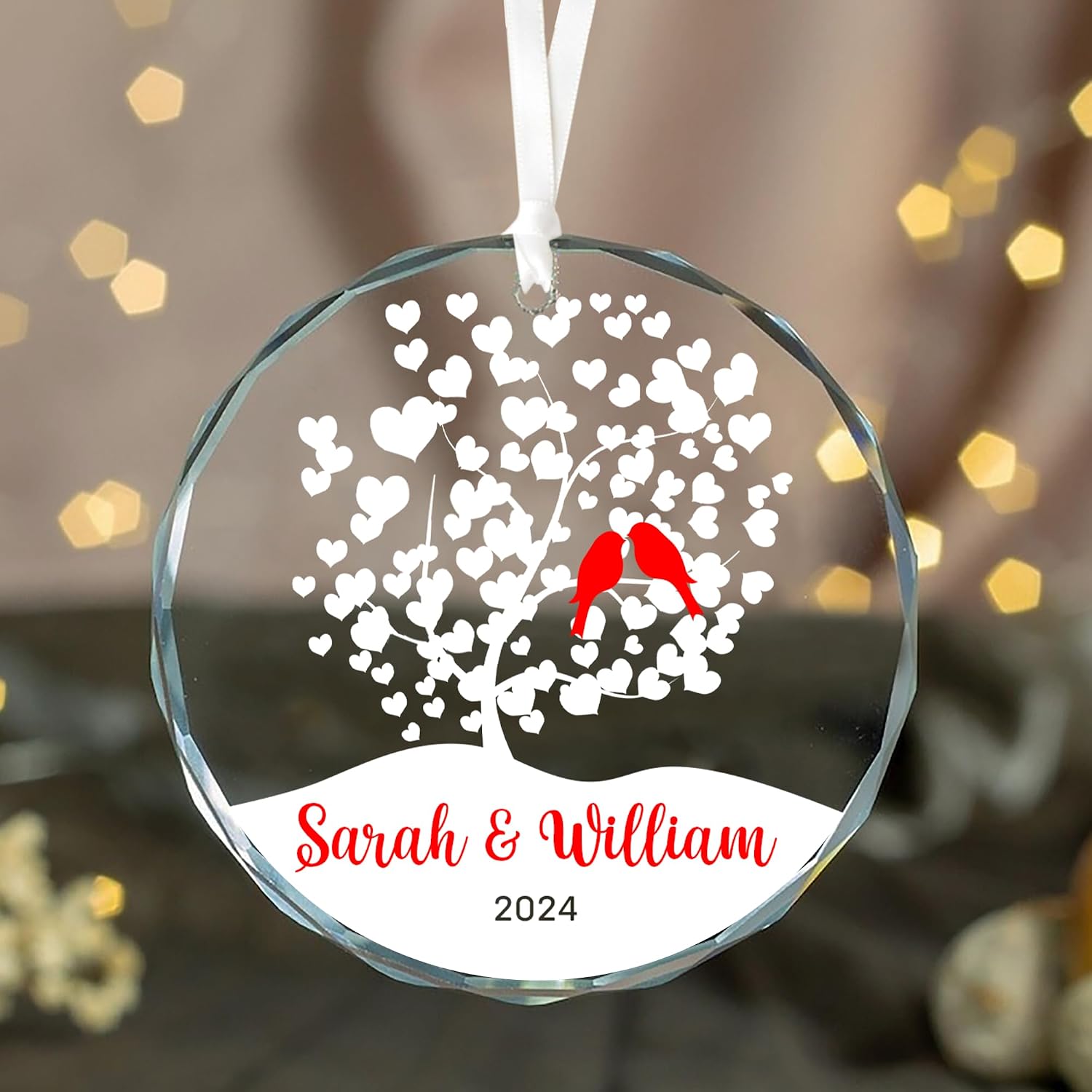 Amazon.com: Personalized Couple Love Birds Crystal Ornament ...