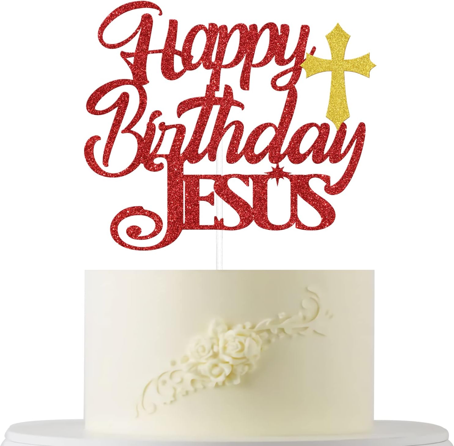 Amazon.com: Happy Birthday Jesus Cake Topper, Birth of Jesus Christmas ...