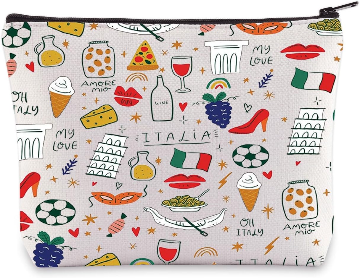 BWWKTOP Italian Cosmetic Makeup Bag Italy Travel Trip Gifts Italy ...