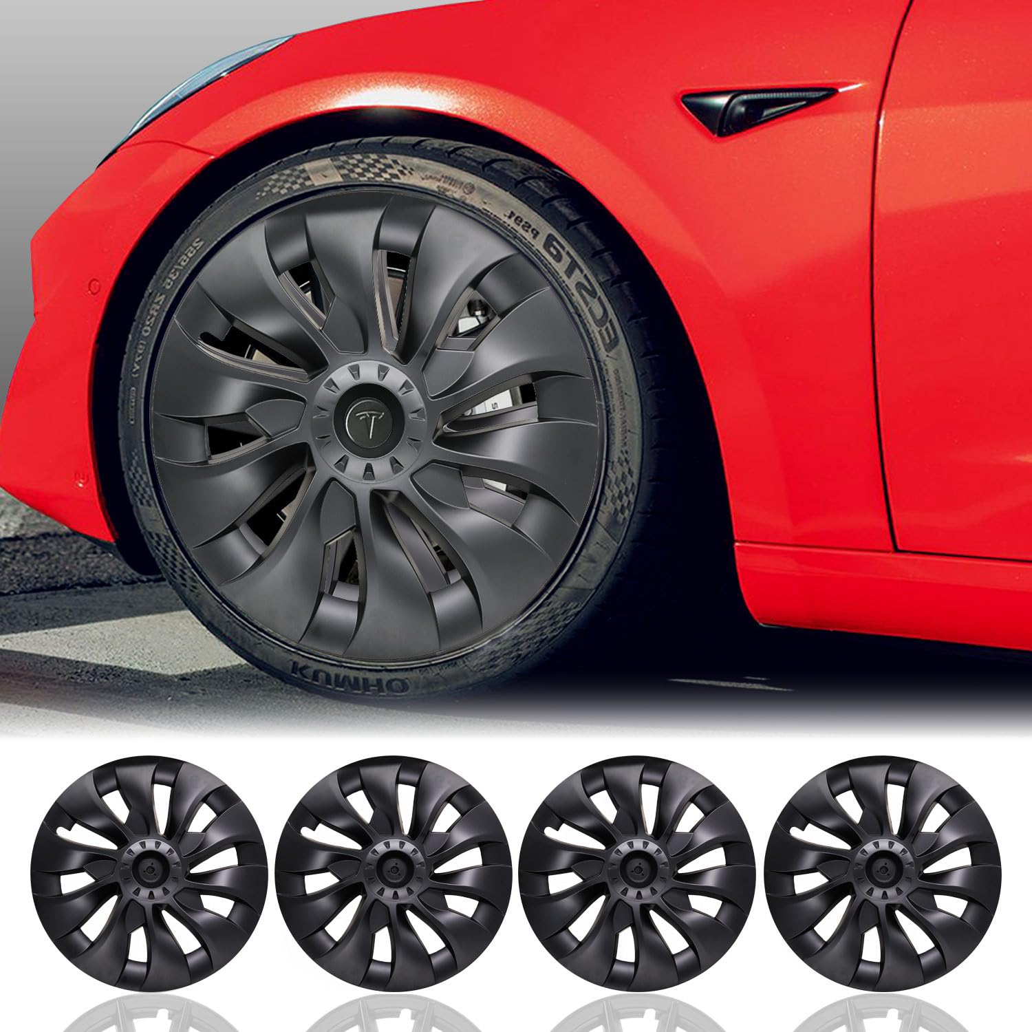 Snapklik.com : Tesla Model 3 Wheel Cover 4pcs, Uberturbine Matte Black ...