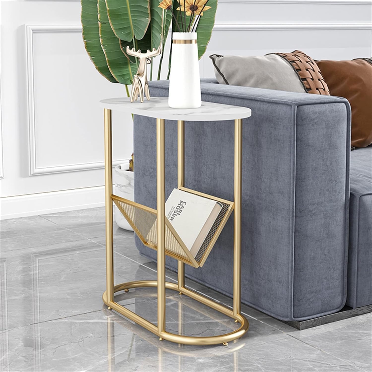 WoodenZone End Table Round Sofa Side Table with Storage Drawer - Modern ...