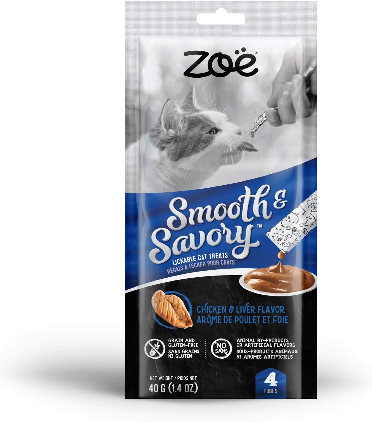 Zoe Smooth & Savory Lickable Cat Treats, Chicken & Liver, 4 Pack ...