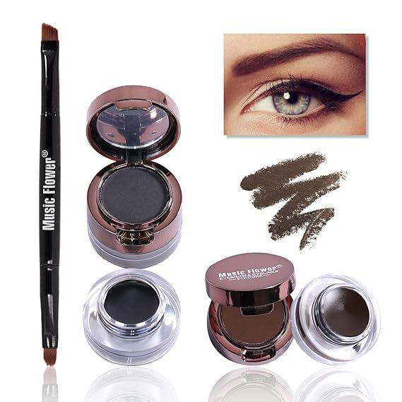 Amazon.com : Music Flower Gel Eyeliner Eyebrow Powder, Black and Brown ...