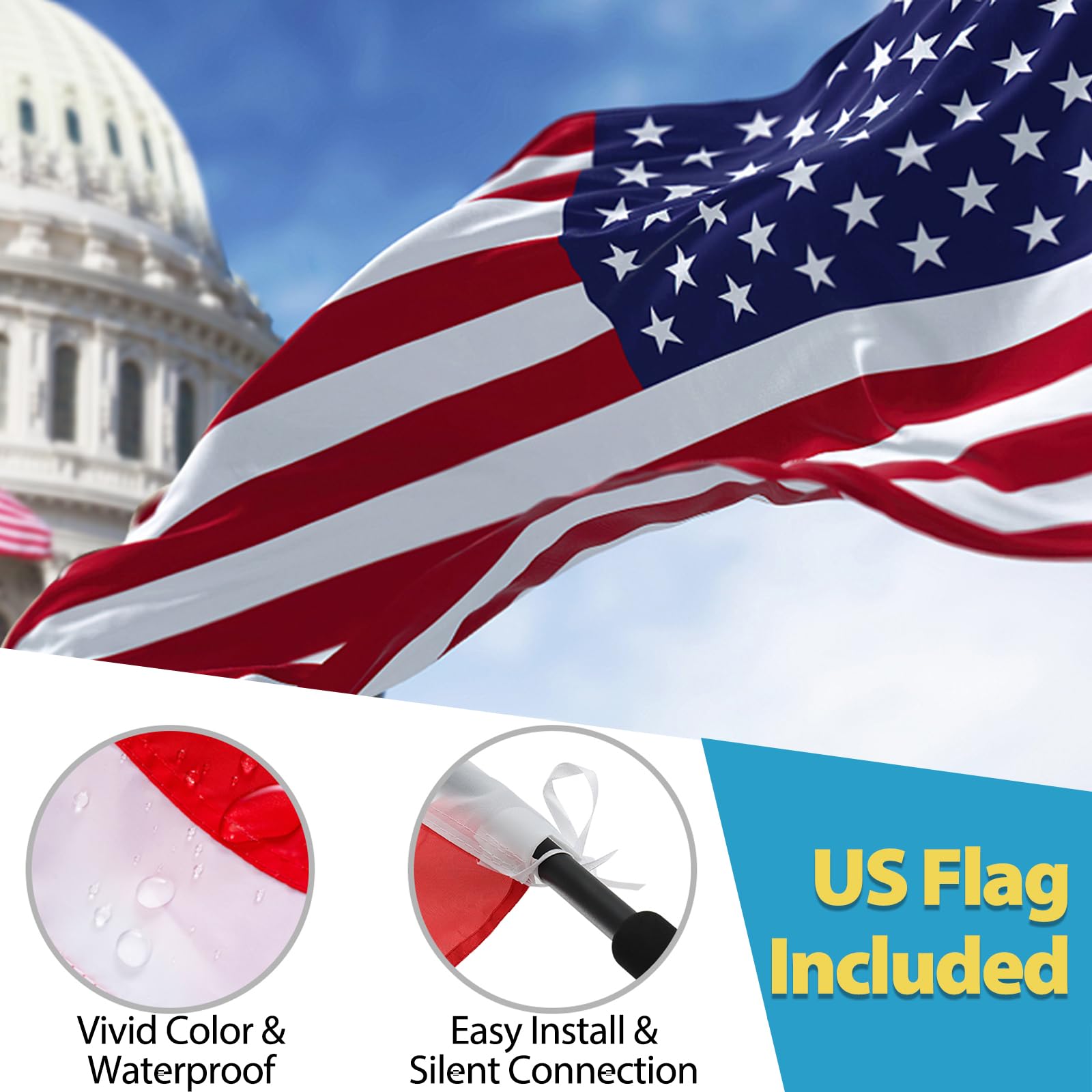 Snapklik.com : Portable Flag Pole, 5 Ft Flag Poles For 3x5 Flags ...