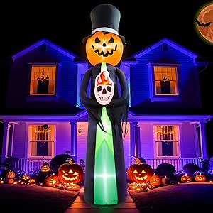 Fayavoo 12FT Halloween Inflatable Outdoor Decoration - Pumpkin With LED ...