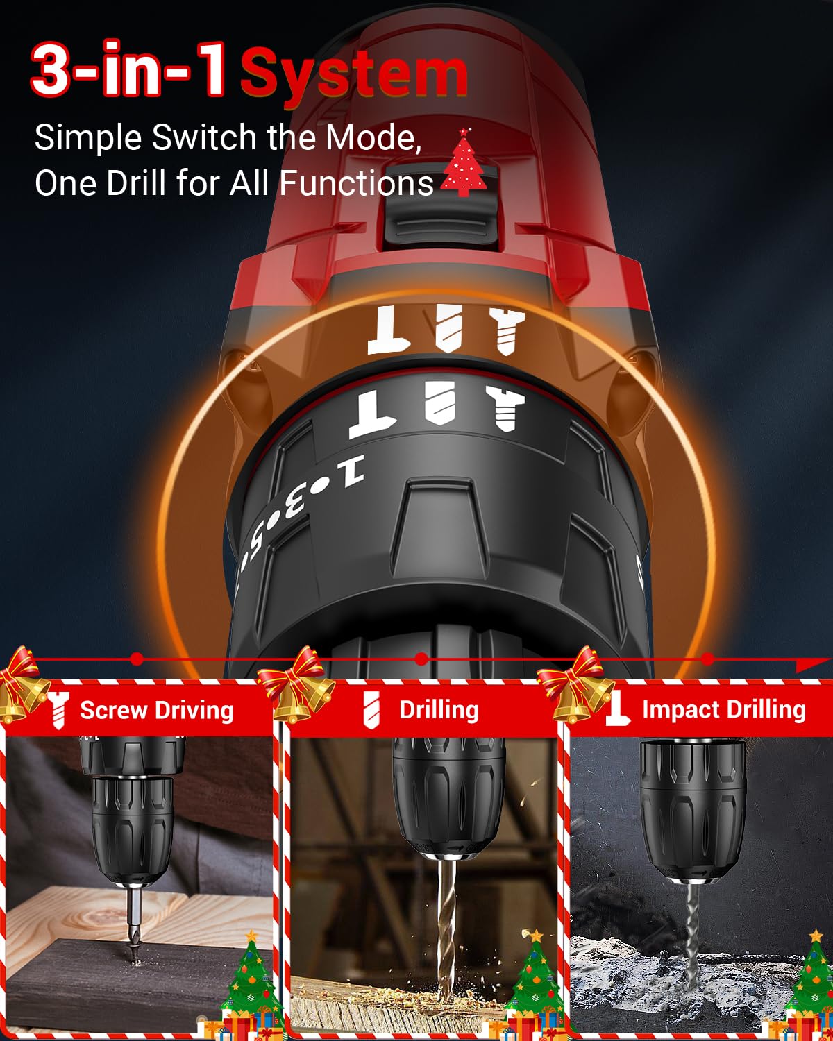 Snapklik.com : Cordless Drill Set 21V, Bamse Electric Power Kit