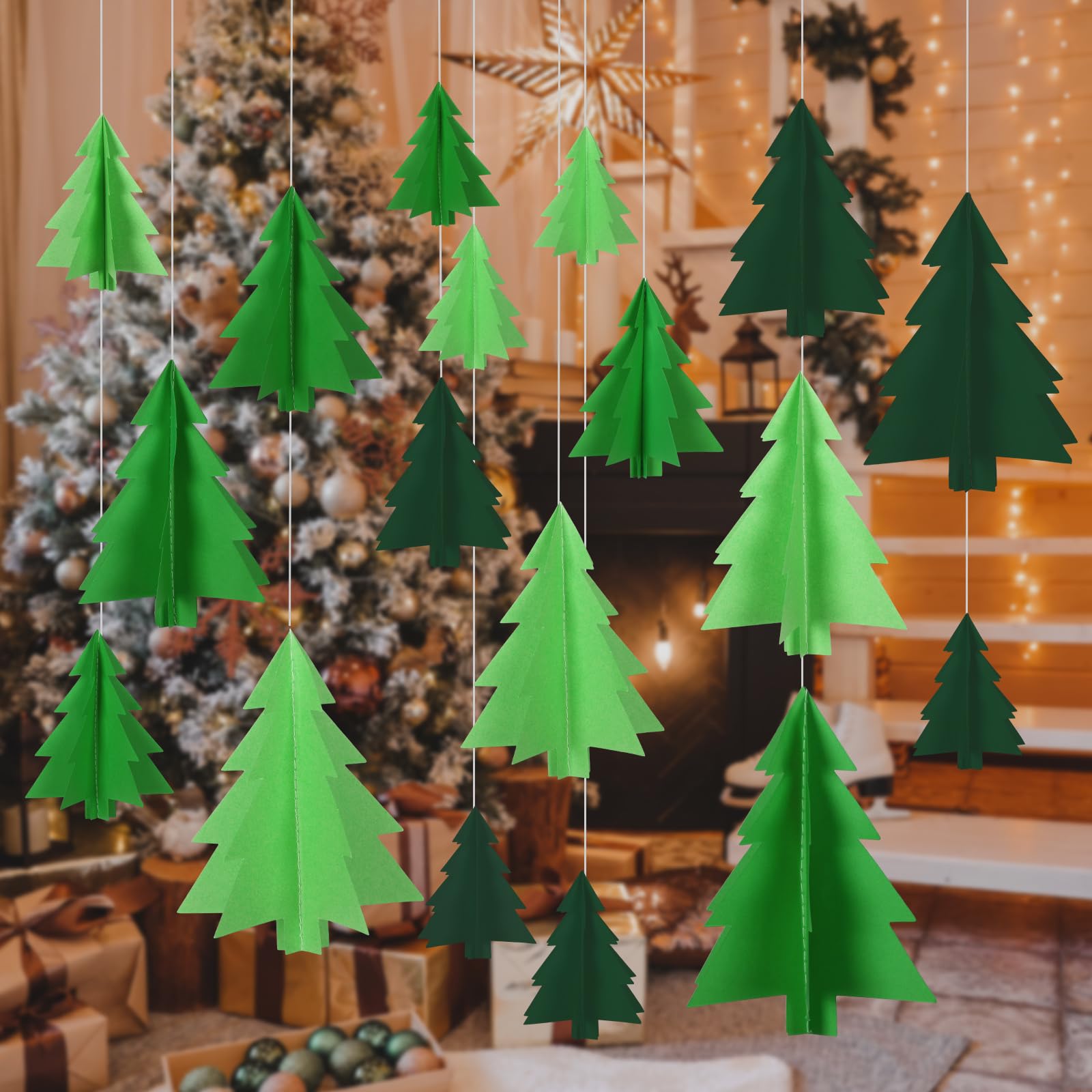 Amazon.com: JarThenaAMCS 18Pcs 3D Christmas Tree Hanging Decorations ...