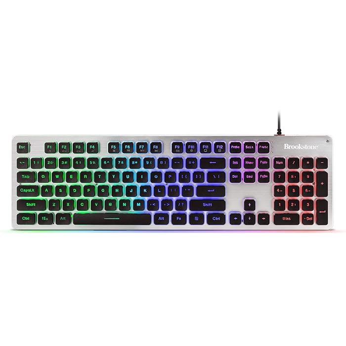 Buy Brookstone USB Wired Gaming Keyboard with Multi-Color LED Backlit ...