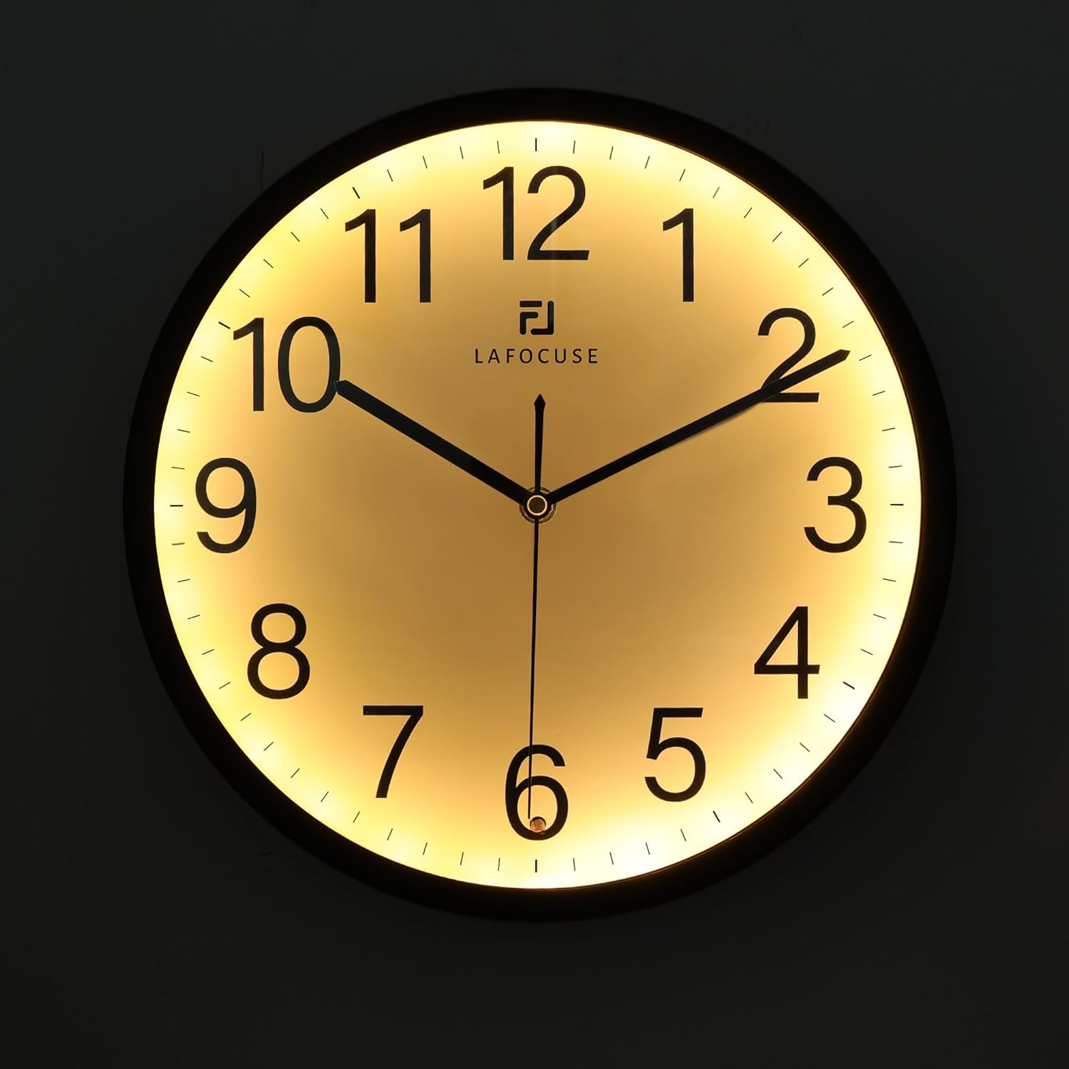 Lafocuse Silent Non-Ticking Night Light Wall Clock Black with Sound and ...