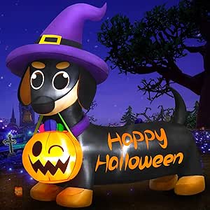 Amazon.com: Danxilu 5 FT Long Halloween Inflatables Dog with Pumpkin ...