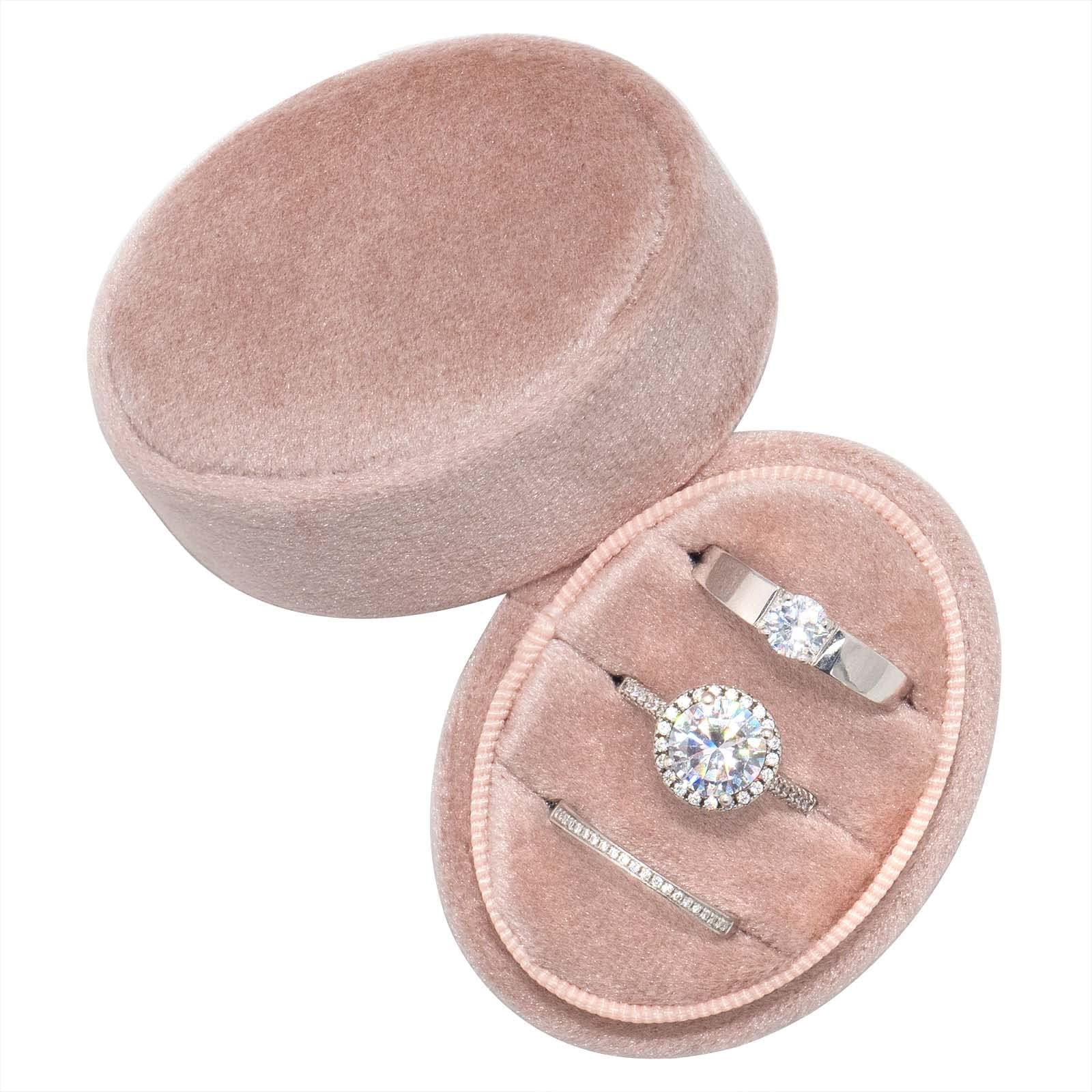 Amazon.com: Beatilog Velvet Oval Ring Box 3 Slots - Premium Wedding ...