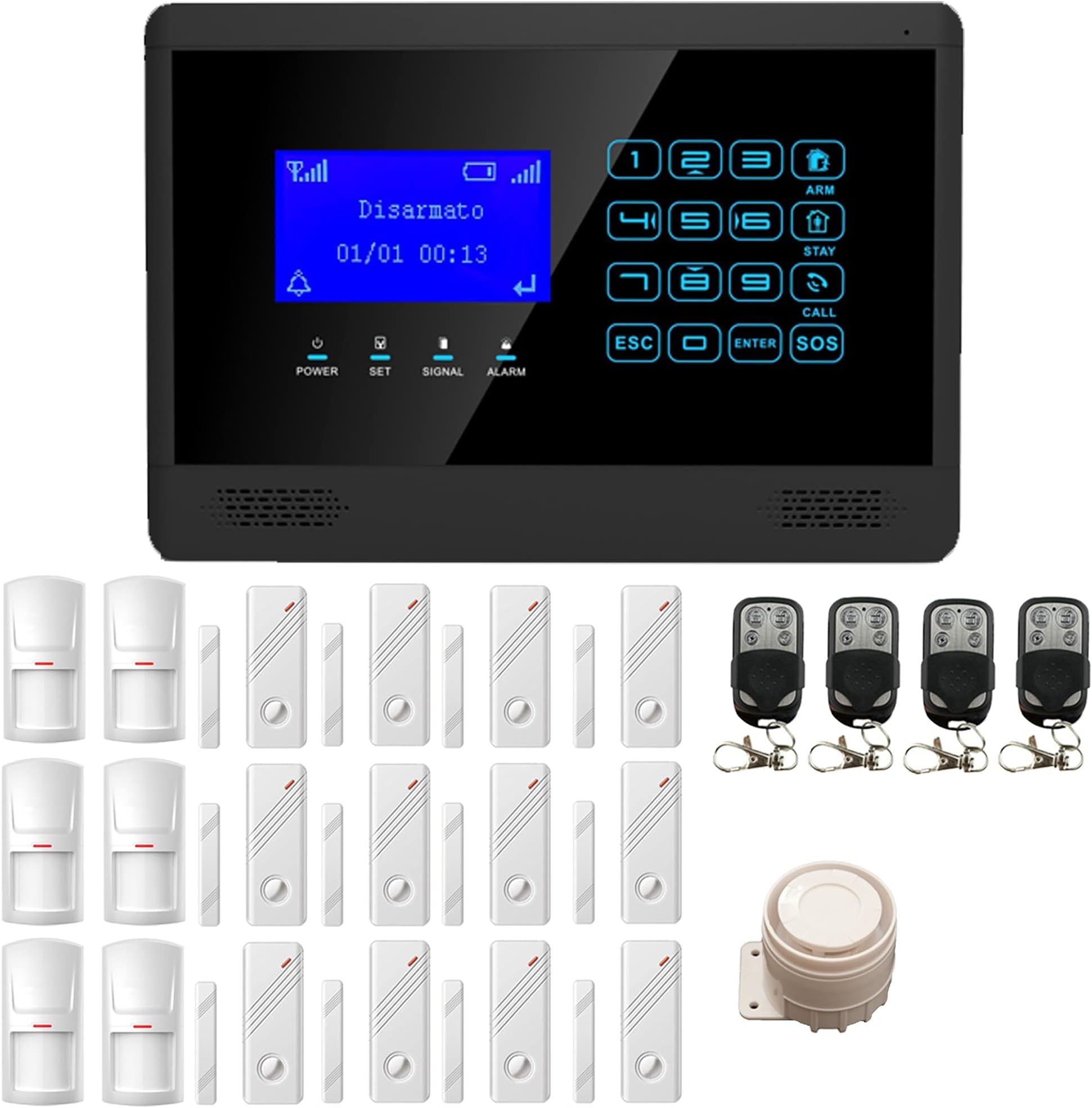 ITALIAN ALARM - KIT Antifurto Allarme Casa Senza Fili wifi Wireless mod ...