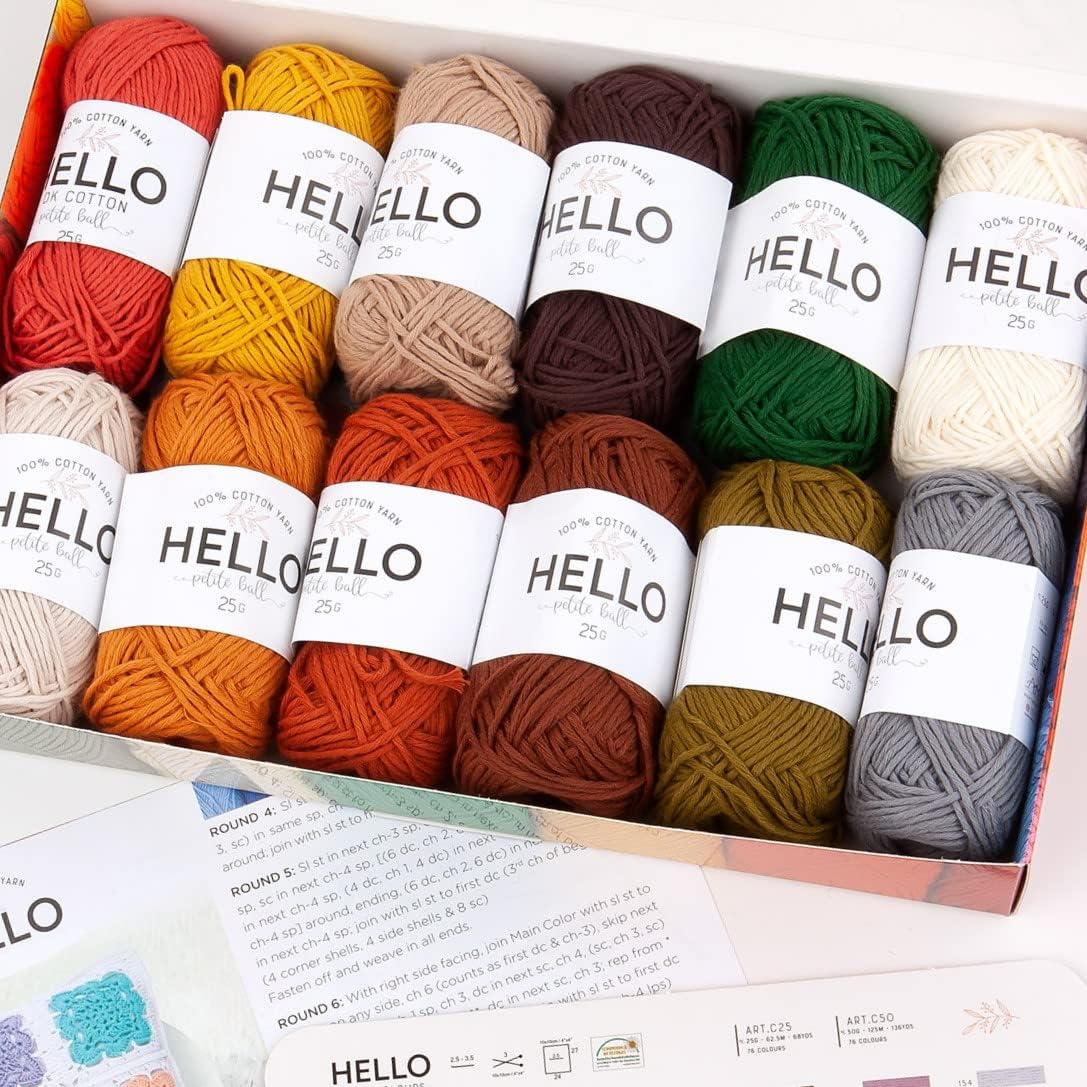 Hello 100% Cotton 12 Ball Yarn Pack - Vintage : Amazon.co.uk: Home ...