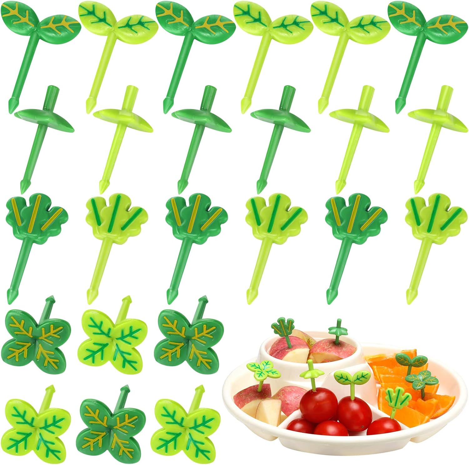 Amazon.com | Gandeer 24 Pieces Food Picks Cute Mini Leaf Food Picks for ...