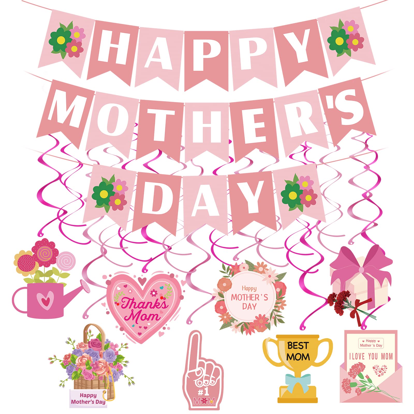 Amazon.com: Happy Mothers Day Decorations, Happy Mothers Day Banner and ...
