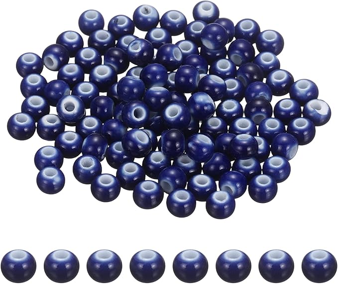 Amazon.com: PATIKIL 100 Pcs Porcelain Beads, 6 mm Round Ceramic ...