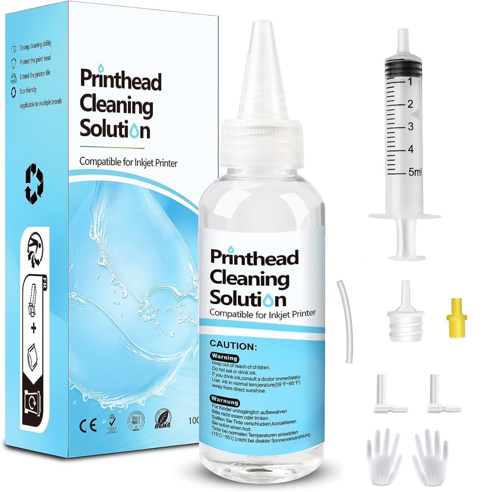 TAAUS 100ml Printhead Cleaner Kit - Compatible with Epson, HP, Canon ...